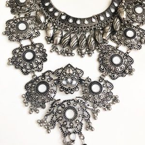 Express | Jewelry | Express Huge Silver Ornate Statement Necklace ...